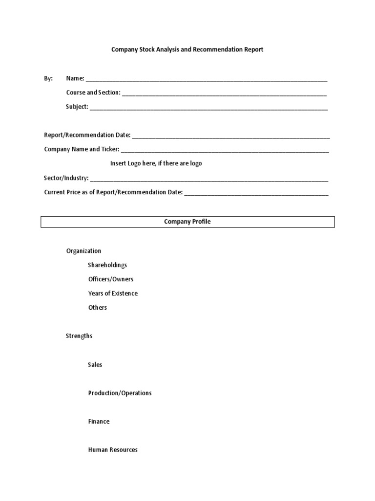 Company Stock Analysis and Recommendation Report Template | PDF ...