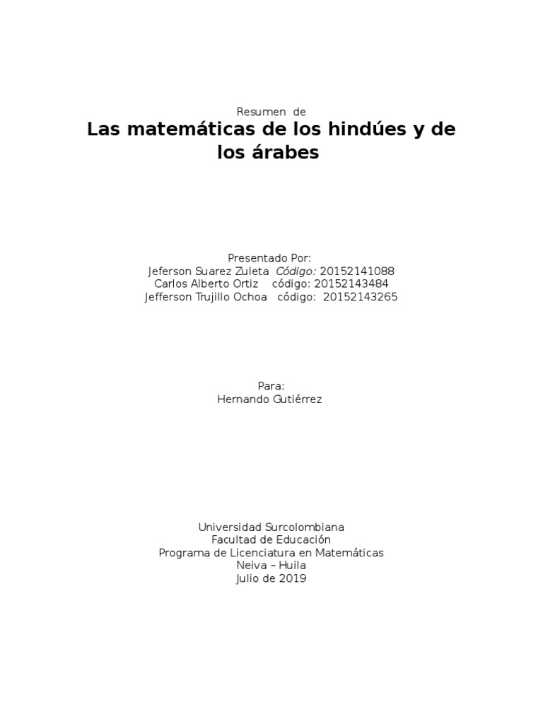 Matematica Hindu | PDF | Raíz cuadrada | Álgebra