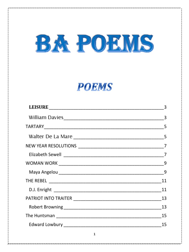 BA Poems | PDF | Poetry