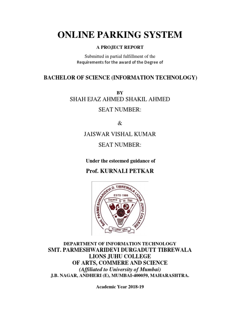 Online Parking System | PDF | Software Development | Specification ...