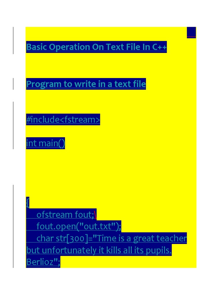 Basic Operation On Text File in C | PDF | Text File | C++