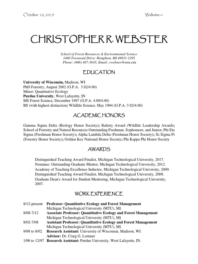 Christopher R. Webster: University of Wisconsin, Madison, WI | PDF ...