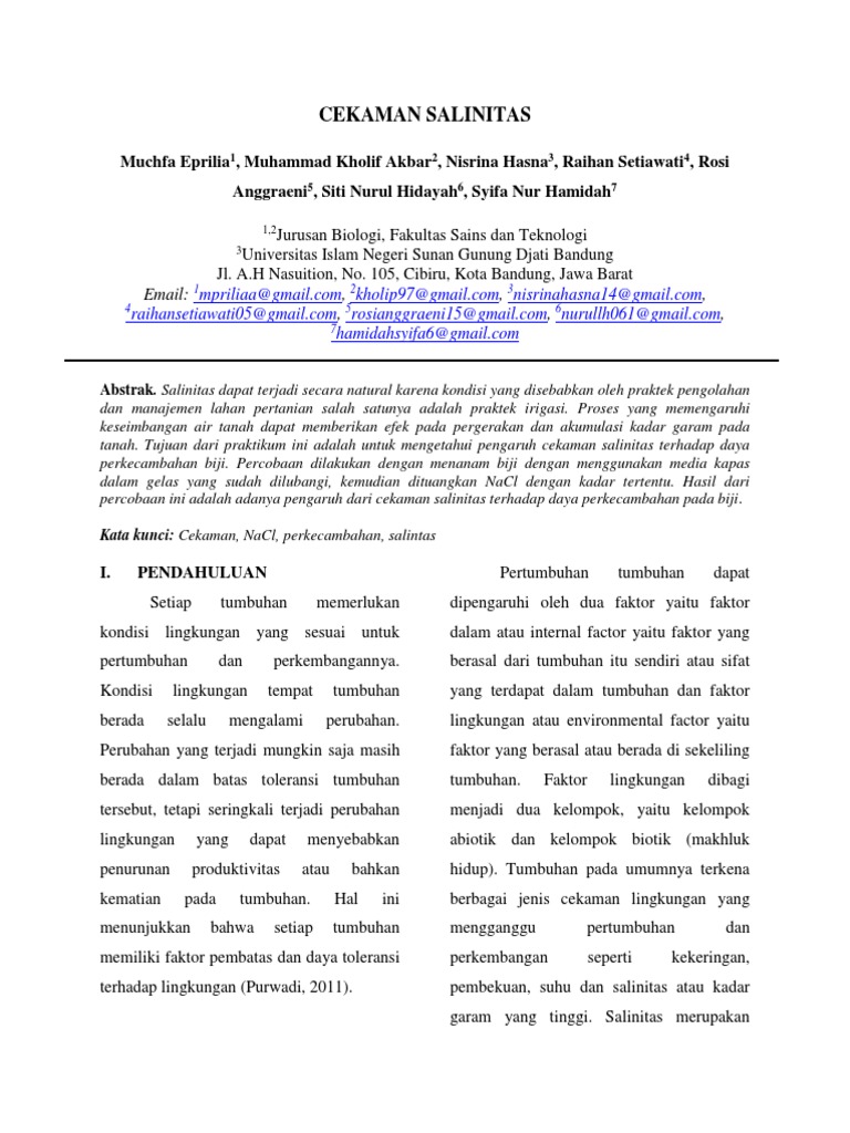 Laporan Cekaman Salinitas | PDF