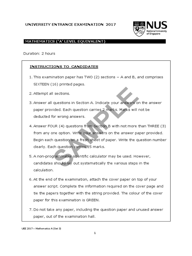 2017 University Maths Exam Paper | PDF | Acceleration | Physics