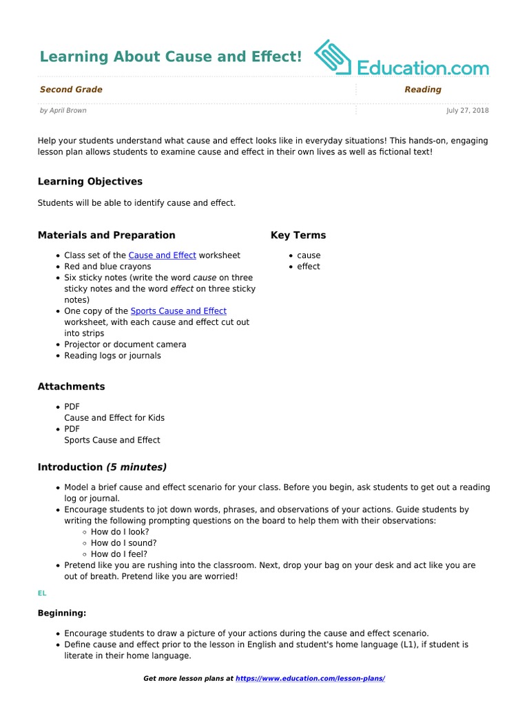 Learning About Cause and Effect | PDF | Causality | Classroom