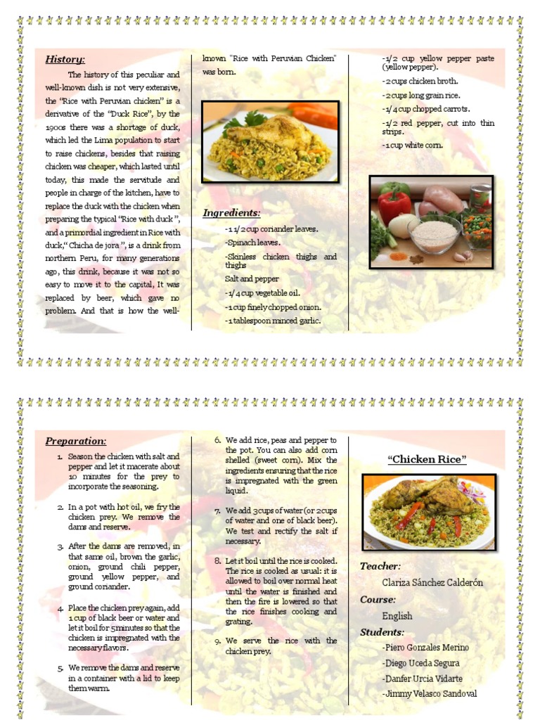 Triptico Ingles | PDF | Cuisine | Food And Drink