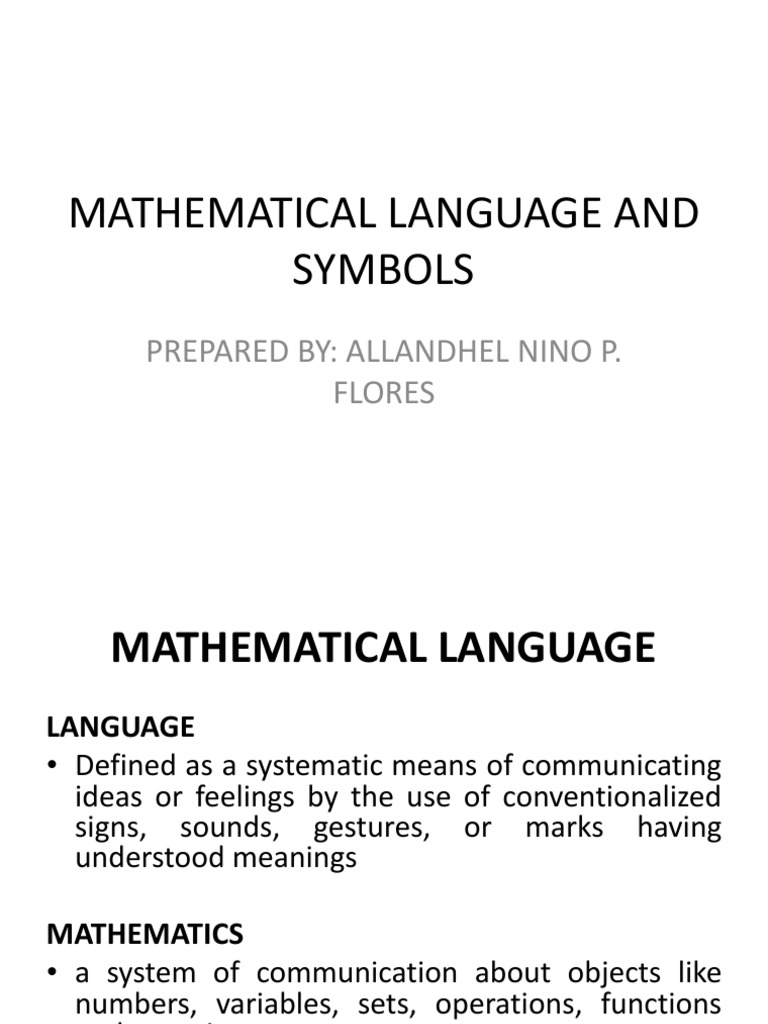 Mathematical Language and Symbols: An Overview of Key Concepts in ...