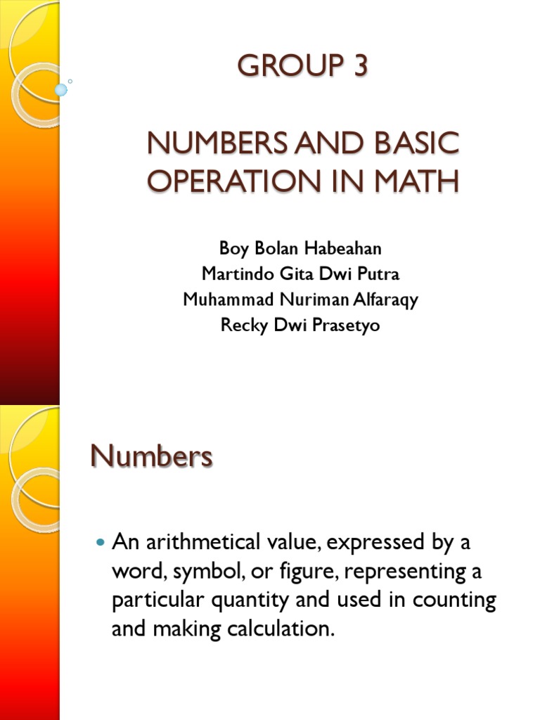 Numbers and Basic Operation in Math | PDF | Numbers | Division ...