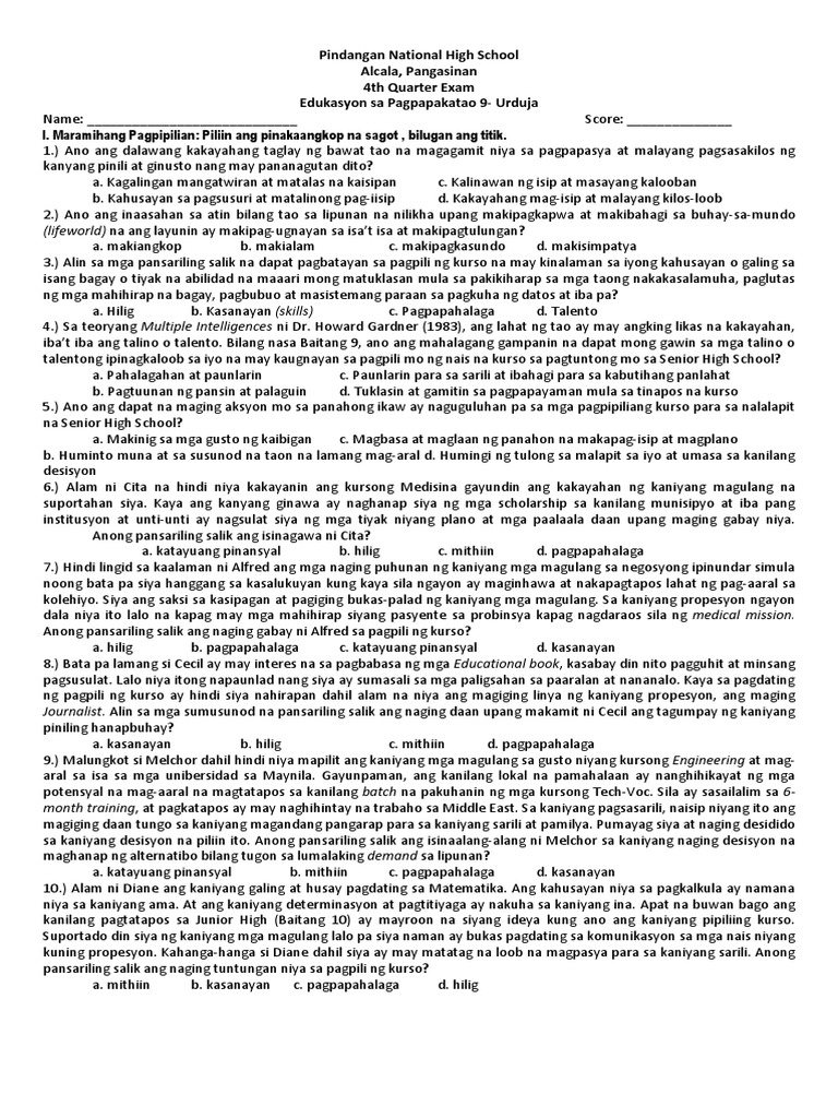 Esp 4th Quarter | PDF