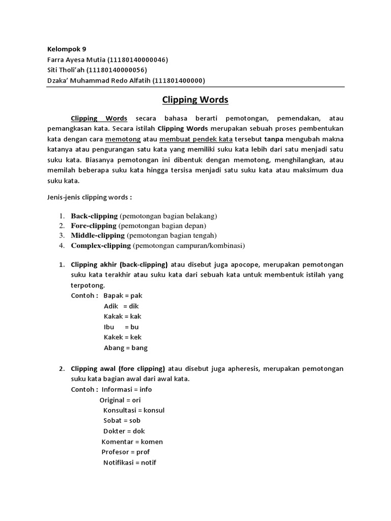 Clipping Words | PDF