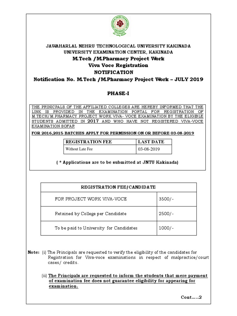 M.Tech/M.Pharmacy Viva Voce Registration Notice | PDF | Government ...