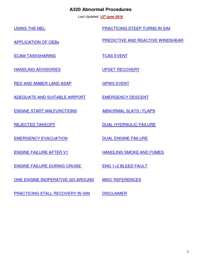 A320 Abnormal Procedures | PDF | Takeoff | Airport