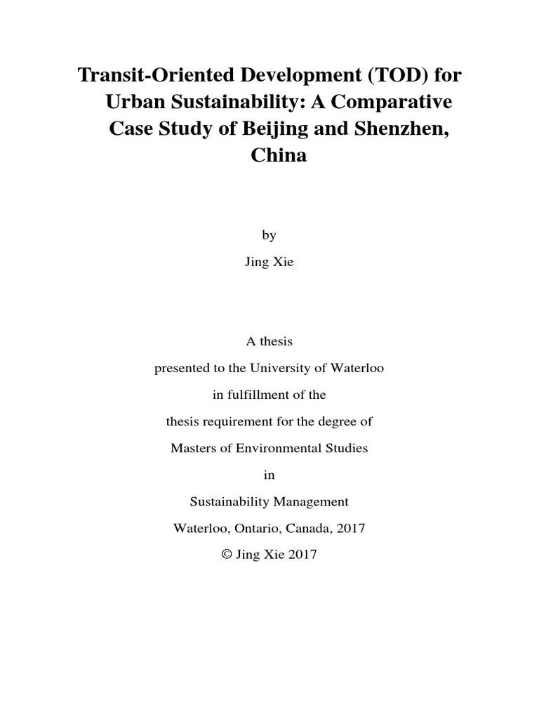 Transit-Oriented Development (TOD) For Urban Sustainability: A ...