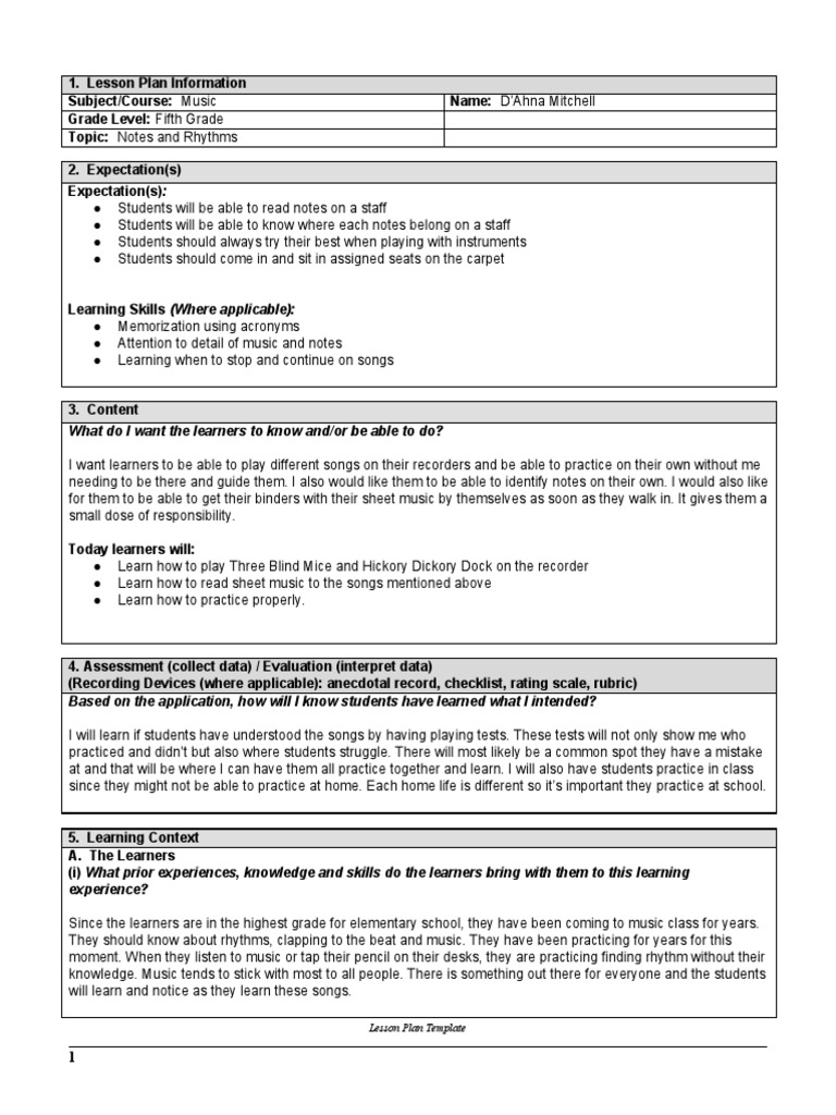 Lessonplan 2 Edu 220 1 | PDF | Lesson Plan | Learning