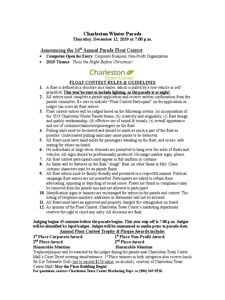 Revised Holiday 2019 Christmas Parade Float Guidelines | PDF | Santa Claus
