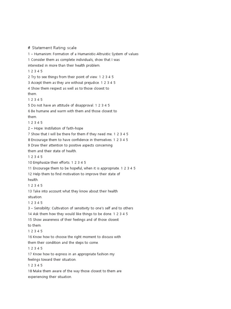 Caring Nurse-Patient Interactions Scale: 70-Item Version (Nurse Version ...