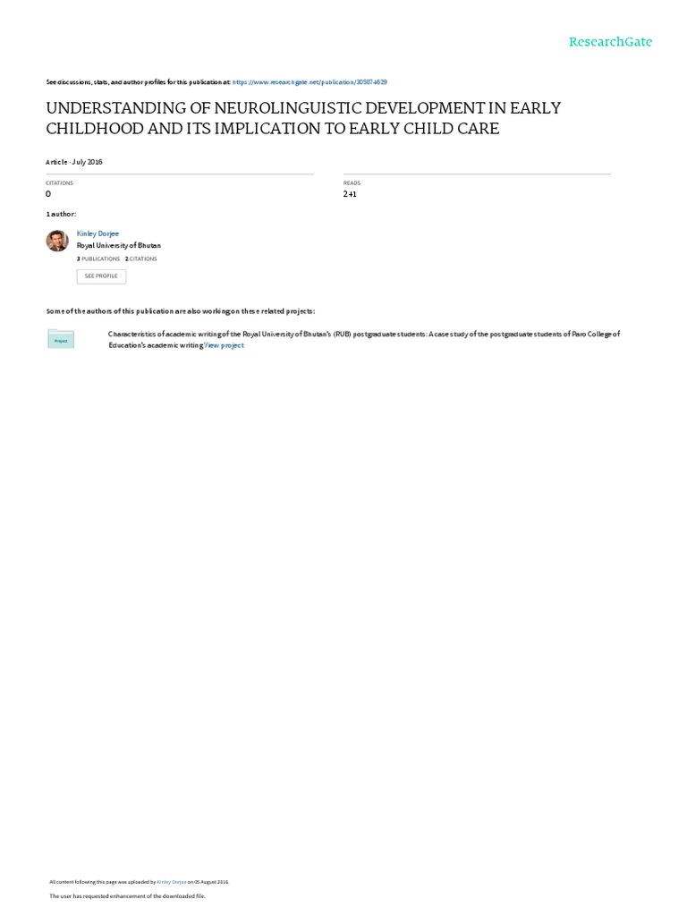 Understanding of Neurolinguistic Development in Early Childhood and Its ...