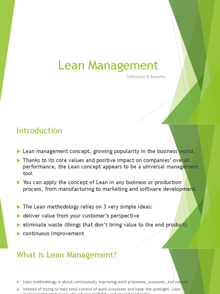 Lean Management: Definition & Benefits | PDF | Lean Manufacturing ...