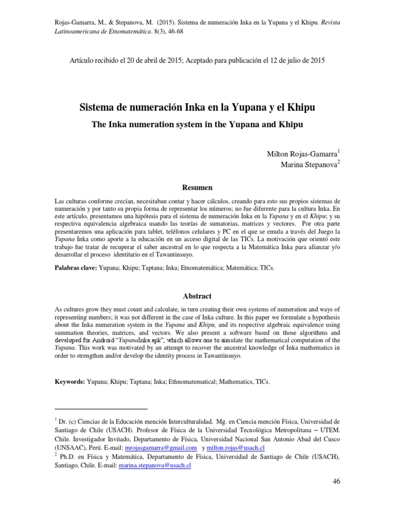 Sistema de Numeración Inka en La Yupana y El Kiphu | PDF | Matriz ...