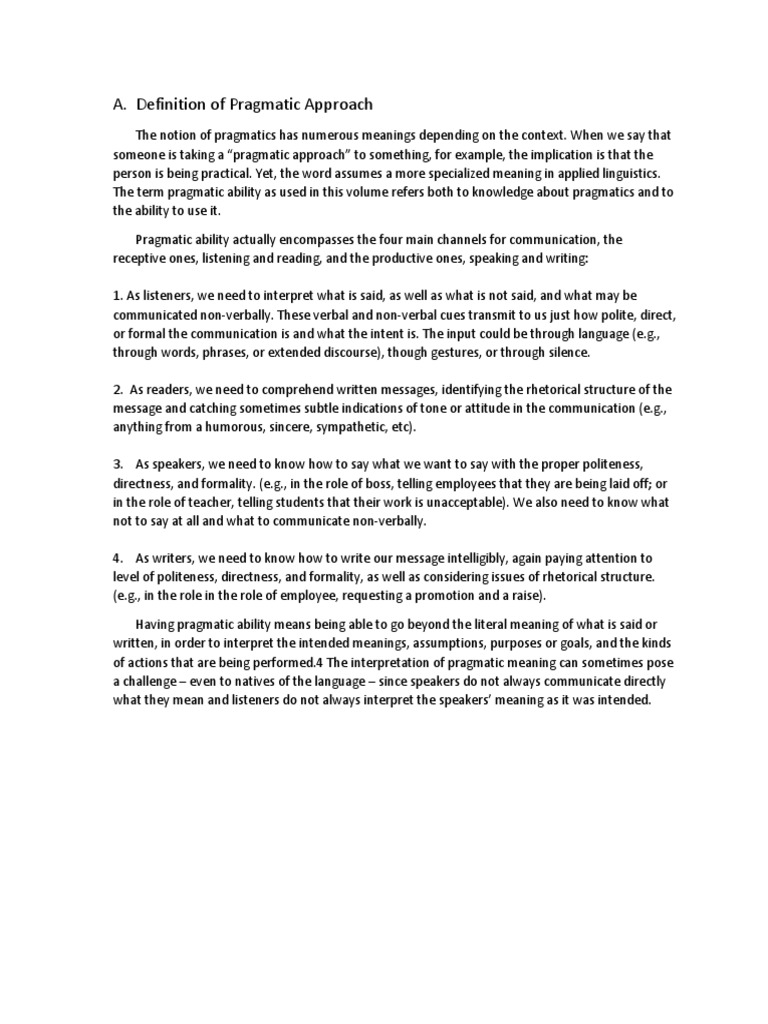 Definition of Pragmatic Approach | PDF