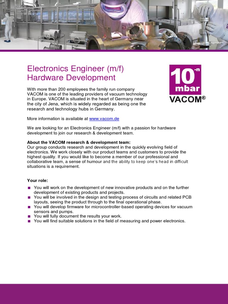 Electronics Engineer Hardware Development | PDF | Vacuum | Electronics