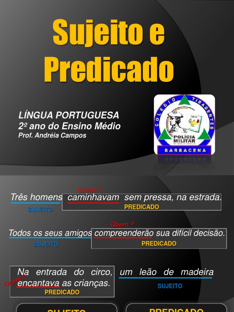 Sujeito e Predicado PDF | PDF | Assunto (gramática) | Predicado (gramática)