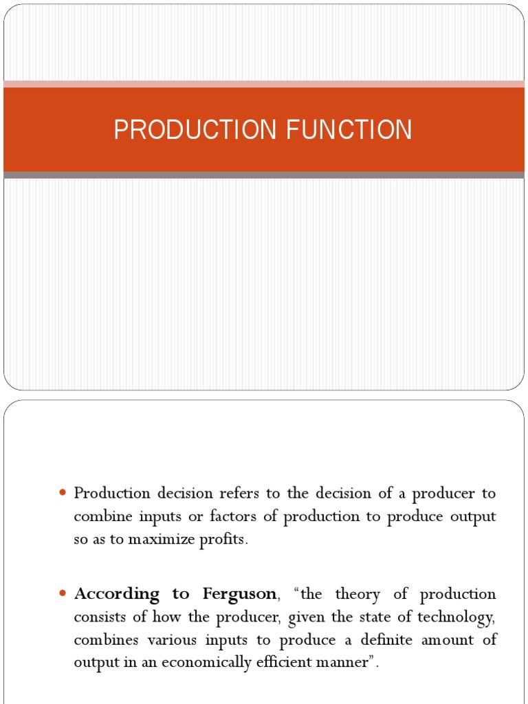 Understanding Production Functions: Inputs, Outputs, and the Relationship Between Factors of ...