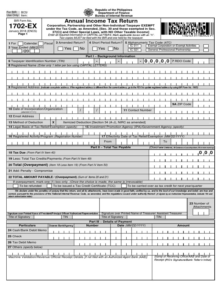 1702-EX Jan 2018 ENCS Final v3 PDF | PDF | Tax Deduction | Taxation In ...