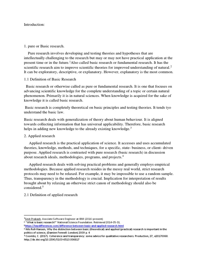 Introduction to Basic, Applied, Exploratory, Descriptive, Experimental ...