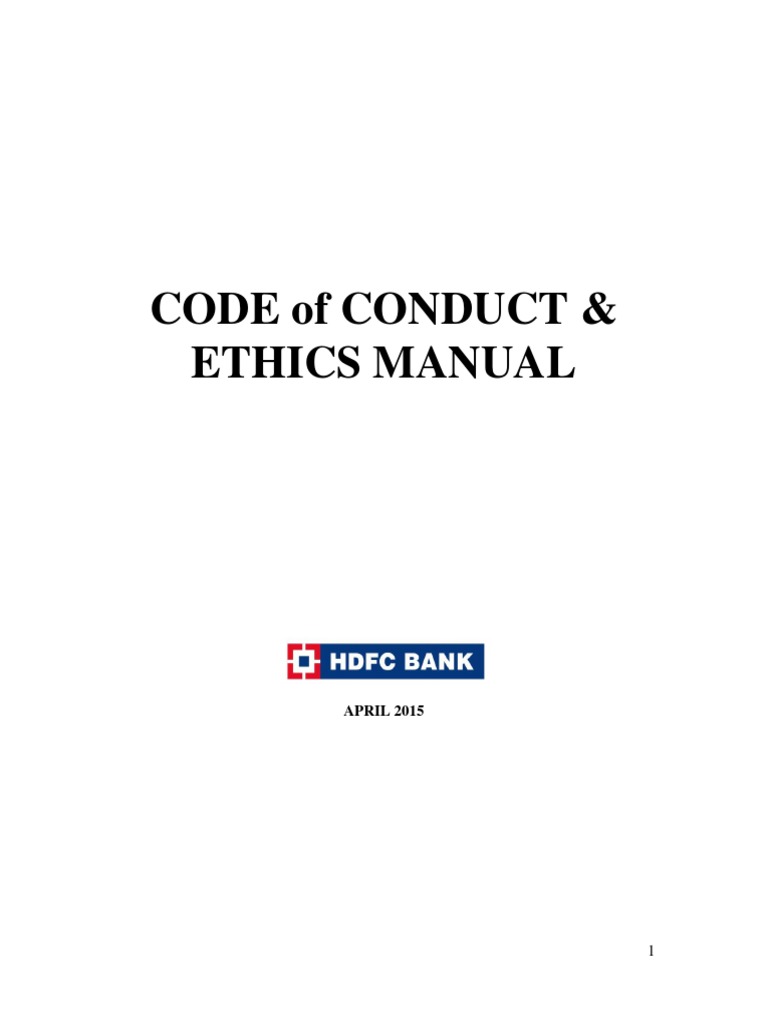 Code of Conduct & Ethics Manual: APRIL 2015 | PDF | Information ...