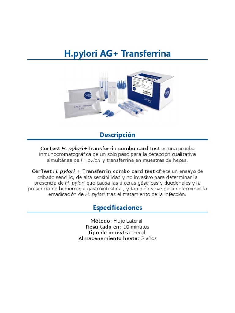 Certest H.pylori Ag+ | PDF | Heces | Gastroenterología