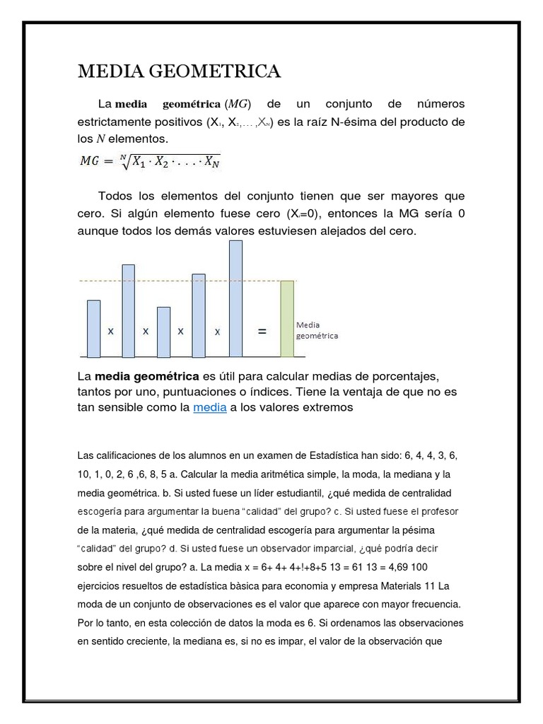 Media Geometrica | Descargar gratis PDF | Mediana | Media cuadrática