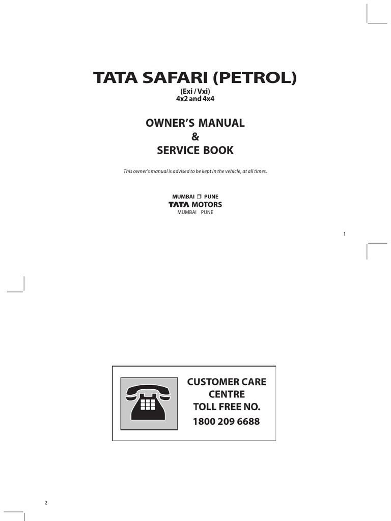 Tata Safari Petrol Manual | PDF | Airbag | Seat Belt