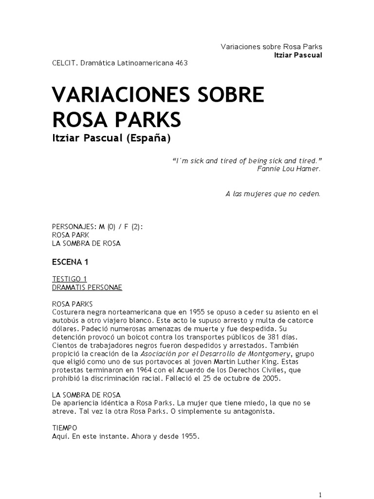 Hoja De Trabajo De Rosa Parks En Formato Pdf 👩👧Dinámicas Para