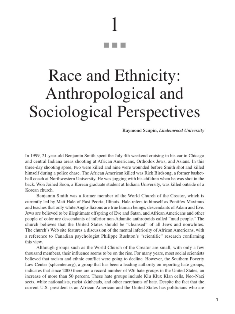 Race and Ethnicity: Anthropological and Sociological Perspectives | PDF ...