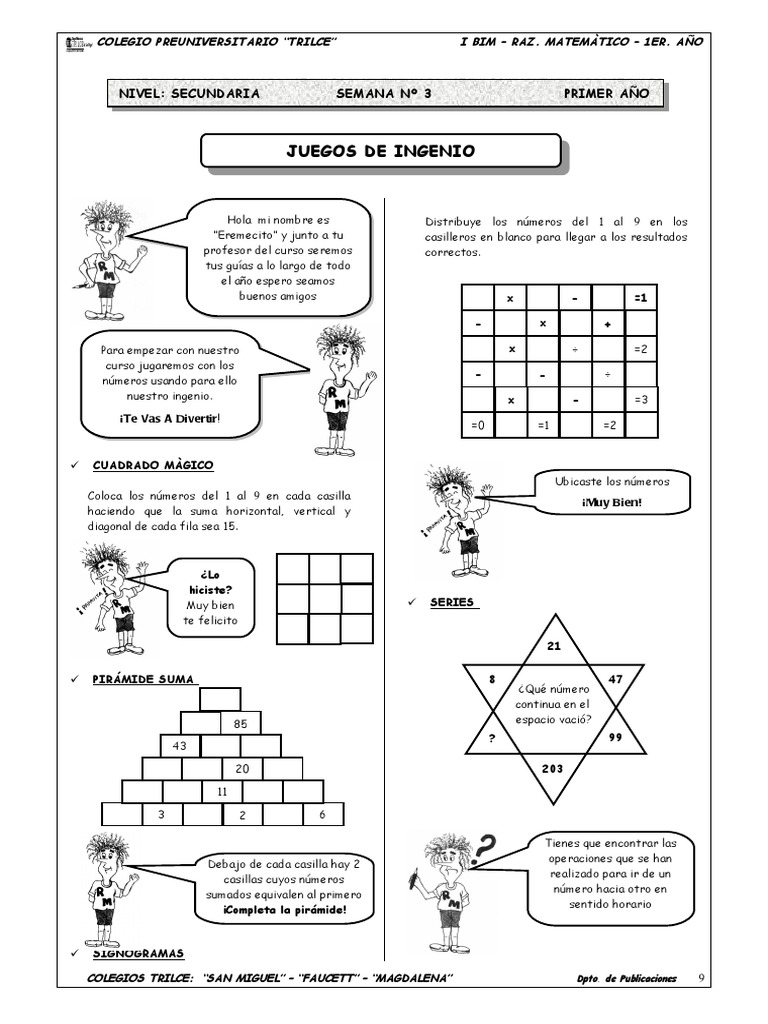 Juegos de Ingenio Matemáticos para Secundaria | PDF | Enseñanza de ...