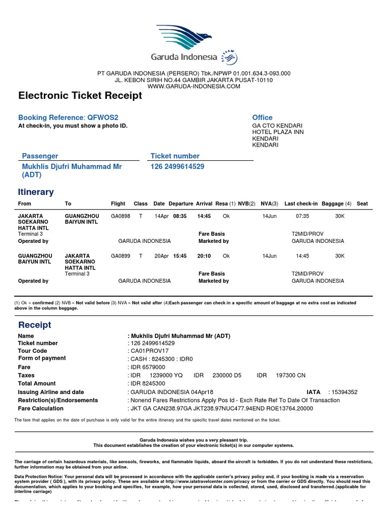 Your Electronic Ticket Receipt | PDF | Business