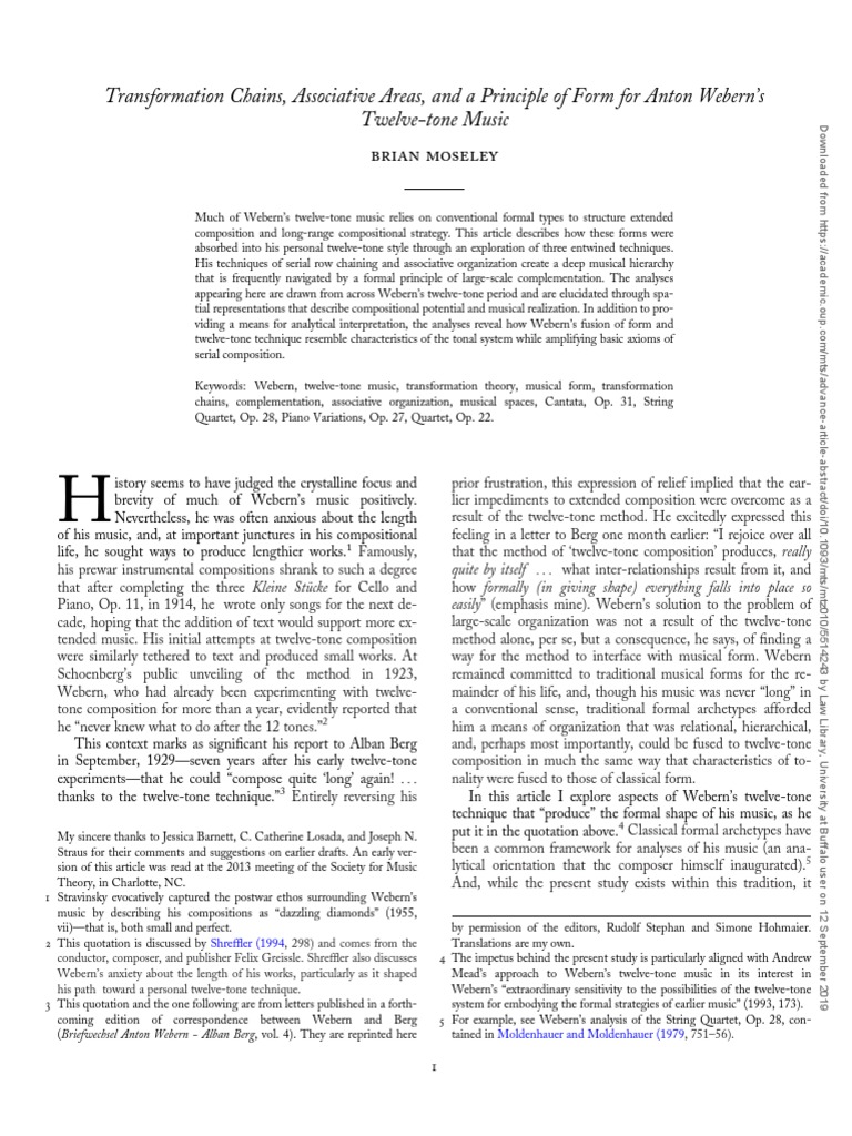 Webern's Twelve-Tone Music Analysis | PDF | Variation (Music) | Music ...