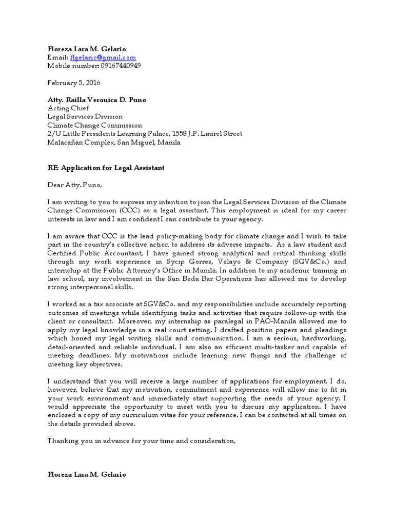 Letter of Application - CCC | PDF