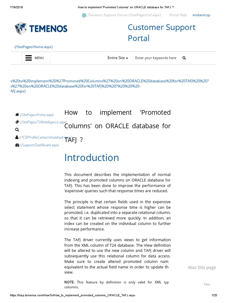 How To Implement 'Promoted Columns' On ORACLE Database For TAFJ | PDF | Database Index | Oracle ...
