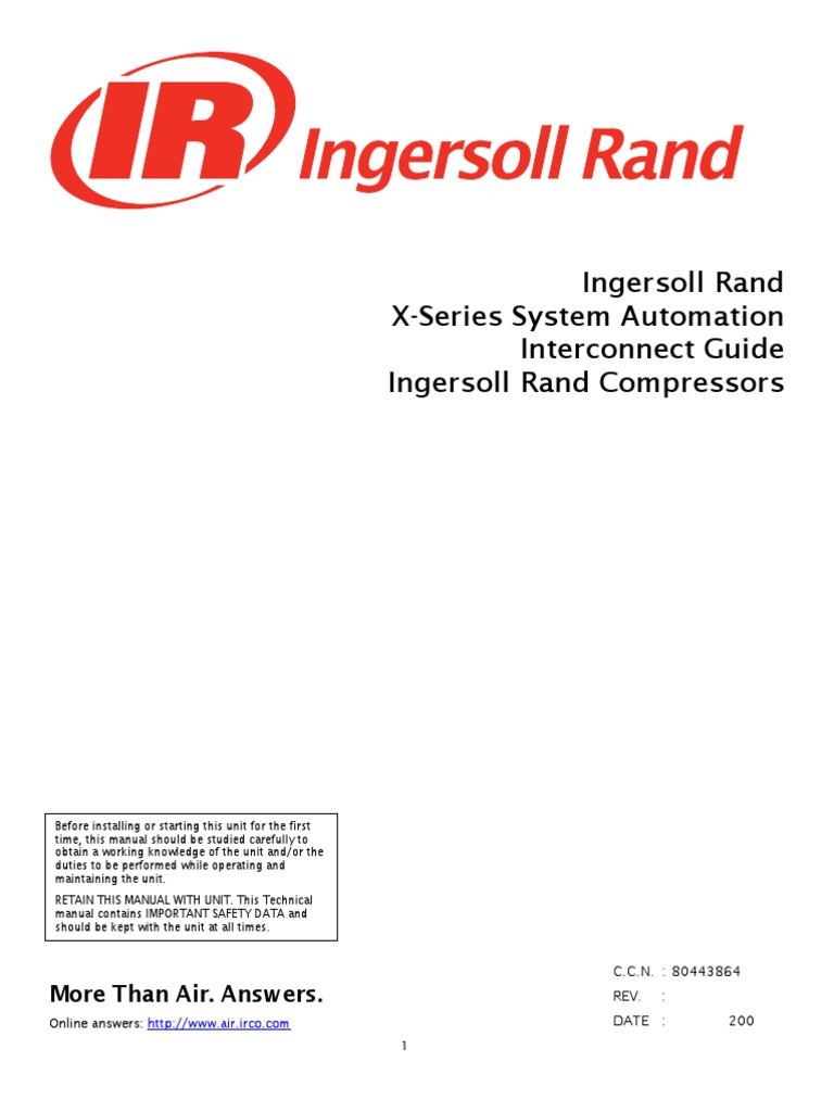 X Series Interconnect Guide IR Compressors 80443864 | Download Free PDF ...