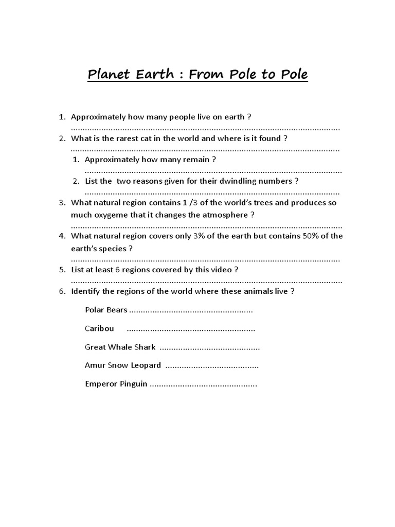 Planet Earth: From Pole To Pole | PDF