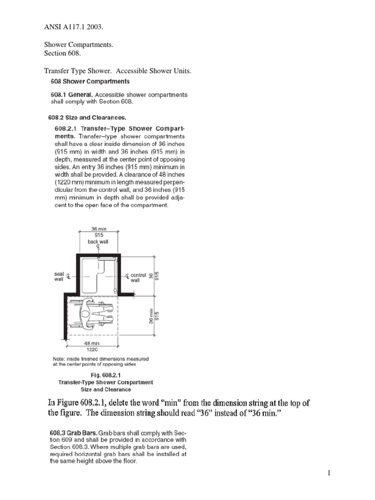 ANSI A117.1 Transfer Shower | PDF