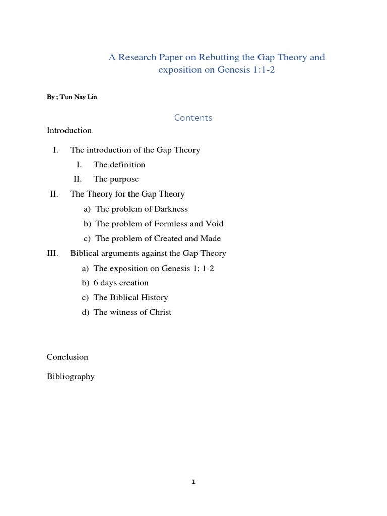 A Short Paper On Gap Theory | PDF | Genesis Creation Narrative | Adam And Eve