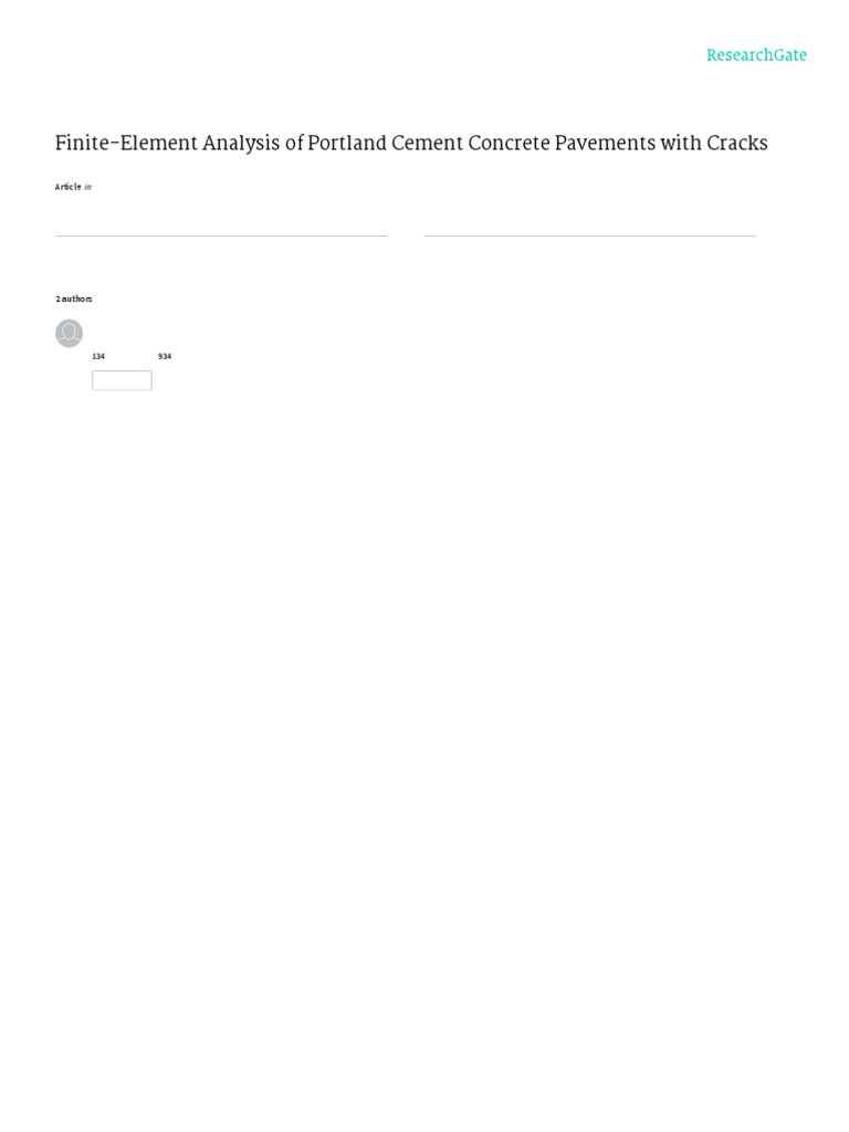 Finite Element Analysis Of Portland Cement Concrete Pavements With Cracks Pdf Fracture