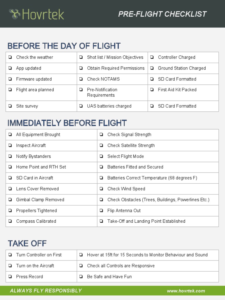 UAV Pre-Flight Checklist Essentials | PDF