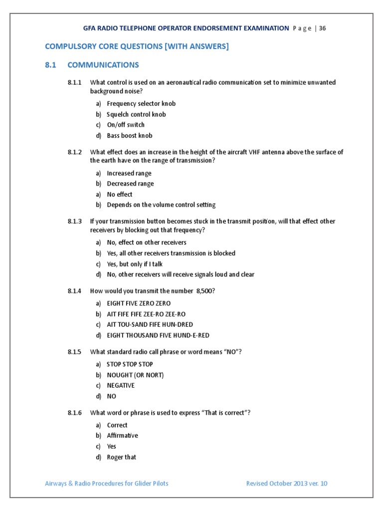 Radio Operator Exam Questions & Answers | PDF | Radio | Aircraft