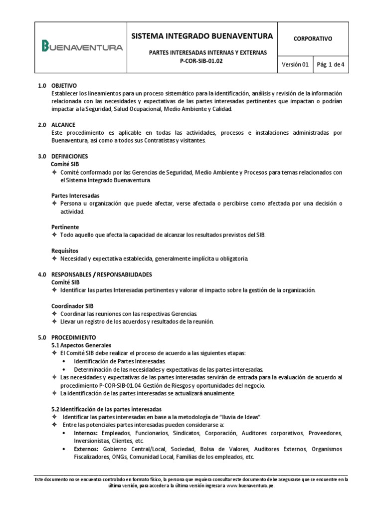 Identificación de Partes Interesadas SIB | PDF | Business