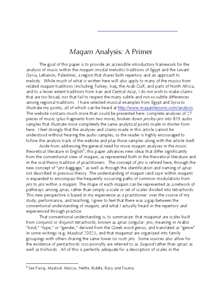 Maqam Analysis | PDF | Scale (Music) | Musical Compositions