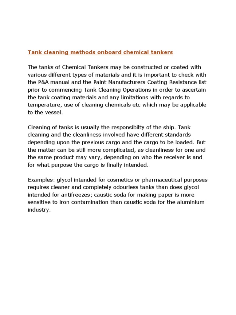 Tank Cleaning Method | PDF | Oil Tanker | Sodium Hydroxide